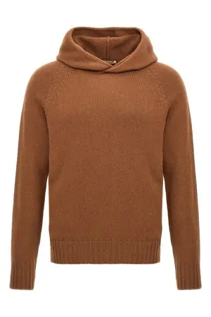 MA'RY'YA Wool Hooded Sweater - Brown