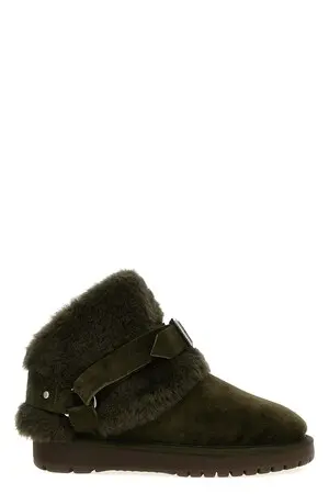 Burberry Suede Shearling Ankle Boots - Green