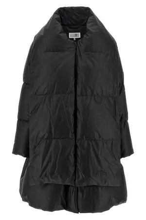 MAISON MARGIELA Leather-effect Quilted Down Jacket With Scarf Collar