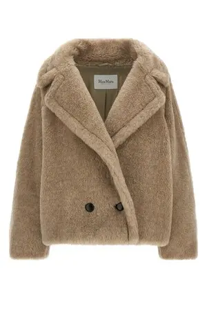 Max Mara Alpaca And Cashmere Teddy Short Coat - Beige