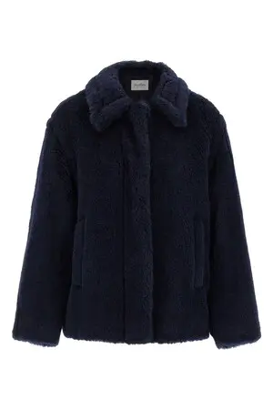 Max Mara Alpaca And Wool Teddy Fabric Short Coat - Blue