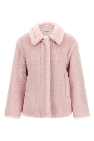 Max Mara Mxmfuggito Short Coat In Alpaca And Wool - Pink