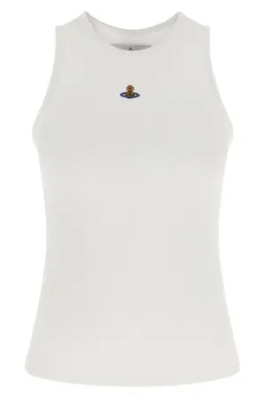 VIVIENNE WESTWOOD Ribbed Cotton Jersey Top With Orb Logo Embroidery