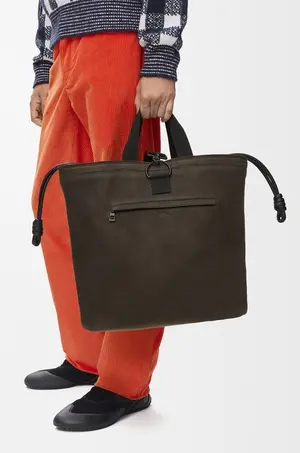 Loewe Squad Backpack In Nubuck - Khaki