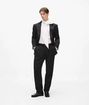 Karl Lagerfeld Kl Studio Double-pleat Suit Pants - Black