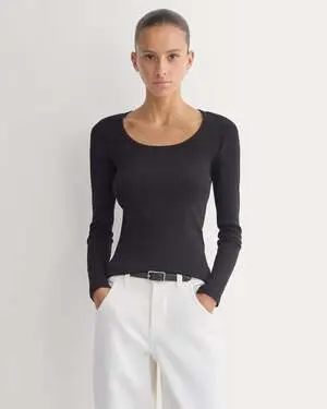 Everlane Effortless Rib Classic Long Sleeve Black