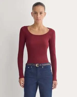 Everlane Effortless Rib Classic Long Sleeve Cabernet