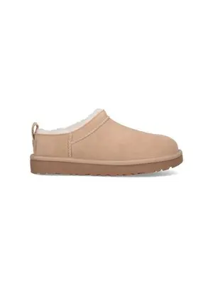 UGG Micro" Suede Shearling Lined Mules - Beige