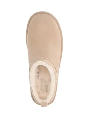UGG Micro" Suede Shearling Lined Mules - Beige