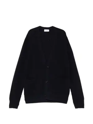LARDINI Ribbed V-neck Cardigan - Blue