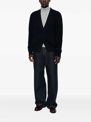 LARDINI Ribbed V-neck Cardigan