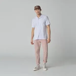 INDOCHINO Quarrybank Cotton Stretch Vintage Stripe Camp Shirt - Blue
