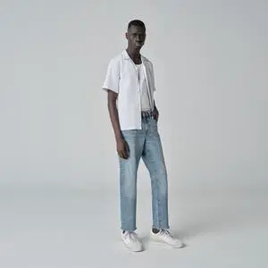 INDOCHINO Quarrybank Cotton Stretch Vintage Stripe Camp Shirt - Gray