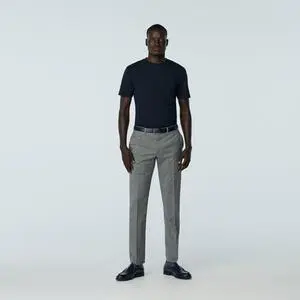 INDOCHINO Milano Glen Check And White Pants - Black
