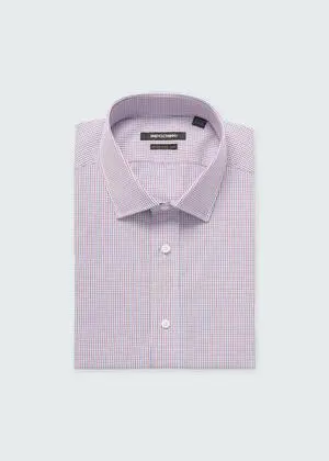 INDOCHINO Helston Anti-wrinkle Microcheck Red And Shirt - Blue