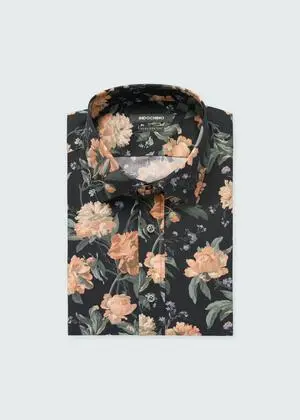 INDOCHINO London Bloom Floral Print Midnight Shirt - Blue
