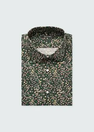 INDOCHINO London Daisy Print Shirt - Olive