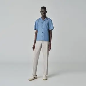INDOCHINO Lea Micro Paisley Washed Light Camp Shirt - Blue