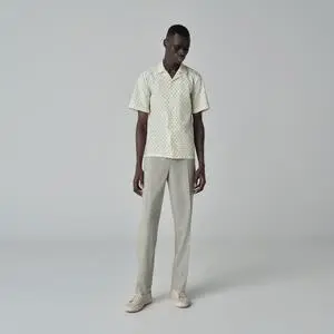 INDOCHINO London Diamond Print Sage Camp Shirt - Ivory