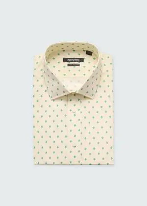 INDOCHINO London Diamond Print Sage Shirt - Ivory