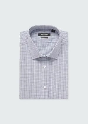 INDOCHINO Helston Anti-wrinkle Microcheck And Navy Shirt - Black