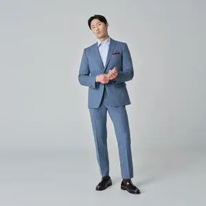 INDOCHINO Montella Wool Cotton Silk Stripe Suit - Blue
