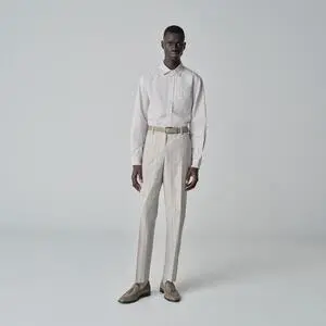 INDOCHINO Montella Wool Cotton Silk Stripe Pants - Cream