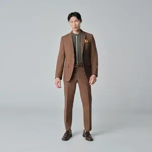 INDOCHINO Montella Wool Cotton Silk Windowpane Rust Blazer - Brown