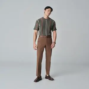 INDOCHINO Montella Wool Cotton Silk Windowpane Rust Pants - Brown