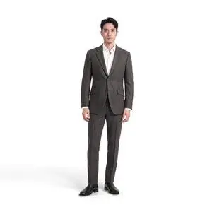 INDOCHINO Montaldo Micro Houndstooth Flannel Charcoal Suit - Gray