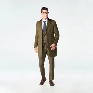 INDOCHINO Huntley Olive Chesterfield Overcoat - Green