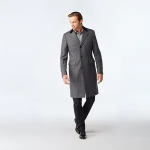 INDOCHINO Huntley Herringbone Light Chesterfield Overcoat - Gray