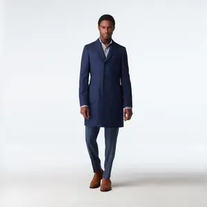 INDOCHINO Hatton Twill Navy Quilted Overcoat - Blue