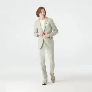INDOCHINO Stockport Wool Linen Light Sage Blazer - Green