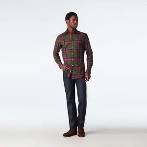 INDOCHINO Foxley Plaid Casual Shirt - Olive