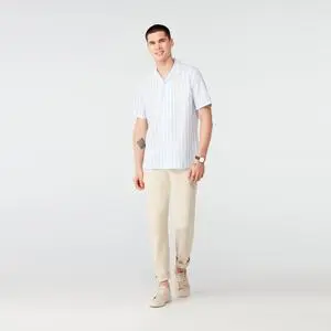 INDOCHINO Stroud Wide Stripe Light White Camp Shirt - Blue