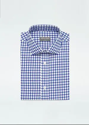 INDOCHINO White And Indigo Check Dobby Shirt - Blue