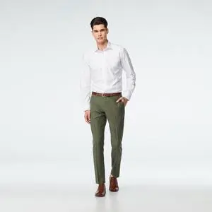INDOCHINO Stockport Wool Linen Olive Pants - Green