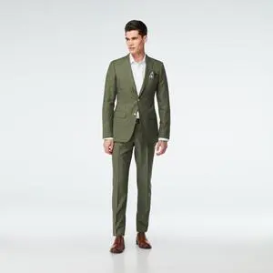 INDOCHINO Stockport Wool Linen Olive Suit - Green
