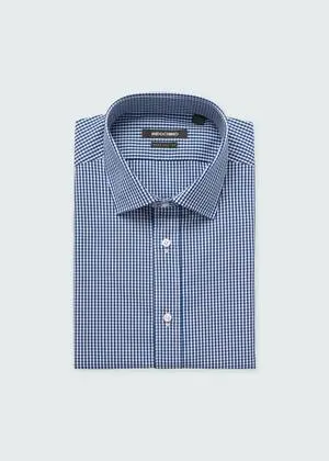 INDOCHINO Helston Anti-wrinkle Gingham Navy Shirt - Blue