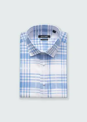 INDOCHINO Kirkley Plaid Light Shirt - Blue
