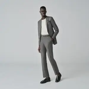 INDOCHINO Mezzana Wide Twill Flannel Olive Suit - Gray