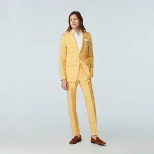 INDOCHINO Madesimo Linen Windowpane Blazer - Yellow