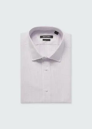 INDOCHINO Helston Anti-wrinkle Microcheck Pink And Gray Shirt - White