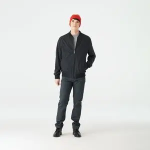 INDOCHINO Howell Wool Stretch Charcoal Bomber Jacket - Gray