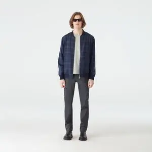 INDOCHINO Kingscourt Basketweave Plaid Bomber Jacket - Navy