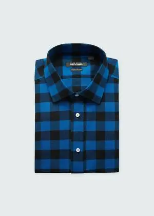 INDOCHINO Jackson Buffalo Flannel Shirt - Blue
