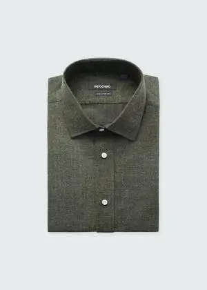 INDOCHINO Glynn Brushed Melange Shirt - Olive