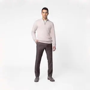 INDOCHINO Quarter Zip Knit Sweater Shirt - Sand