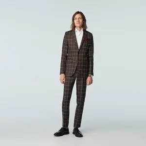 INDOCHINO Lancaster Stretch Windowpane Suit - Brown